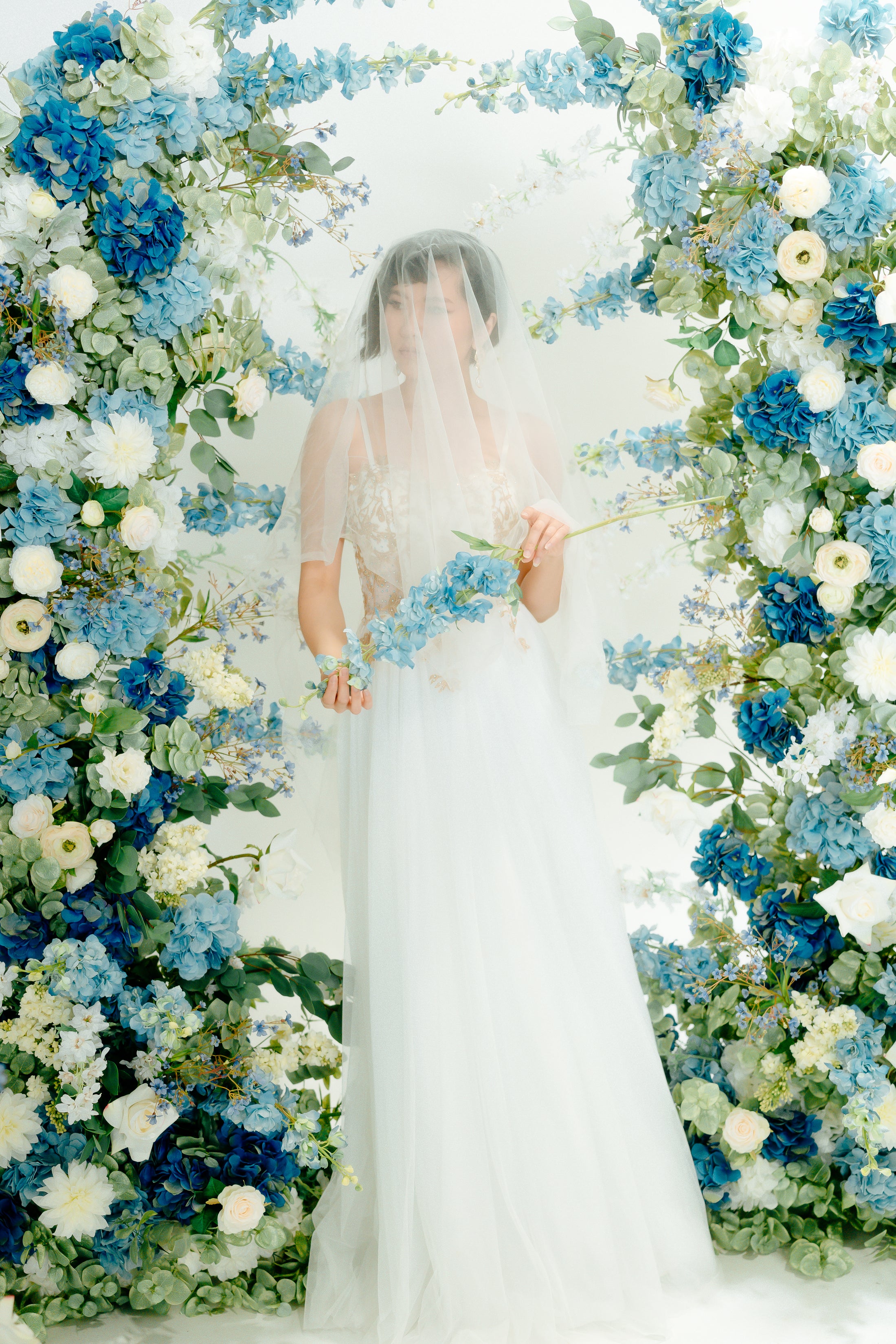 Los Angeles | Blue Wedding Silk Flower Arch Rental – Arch & Aisle Rentals