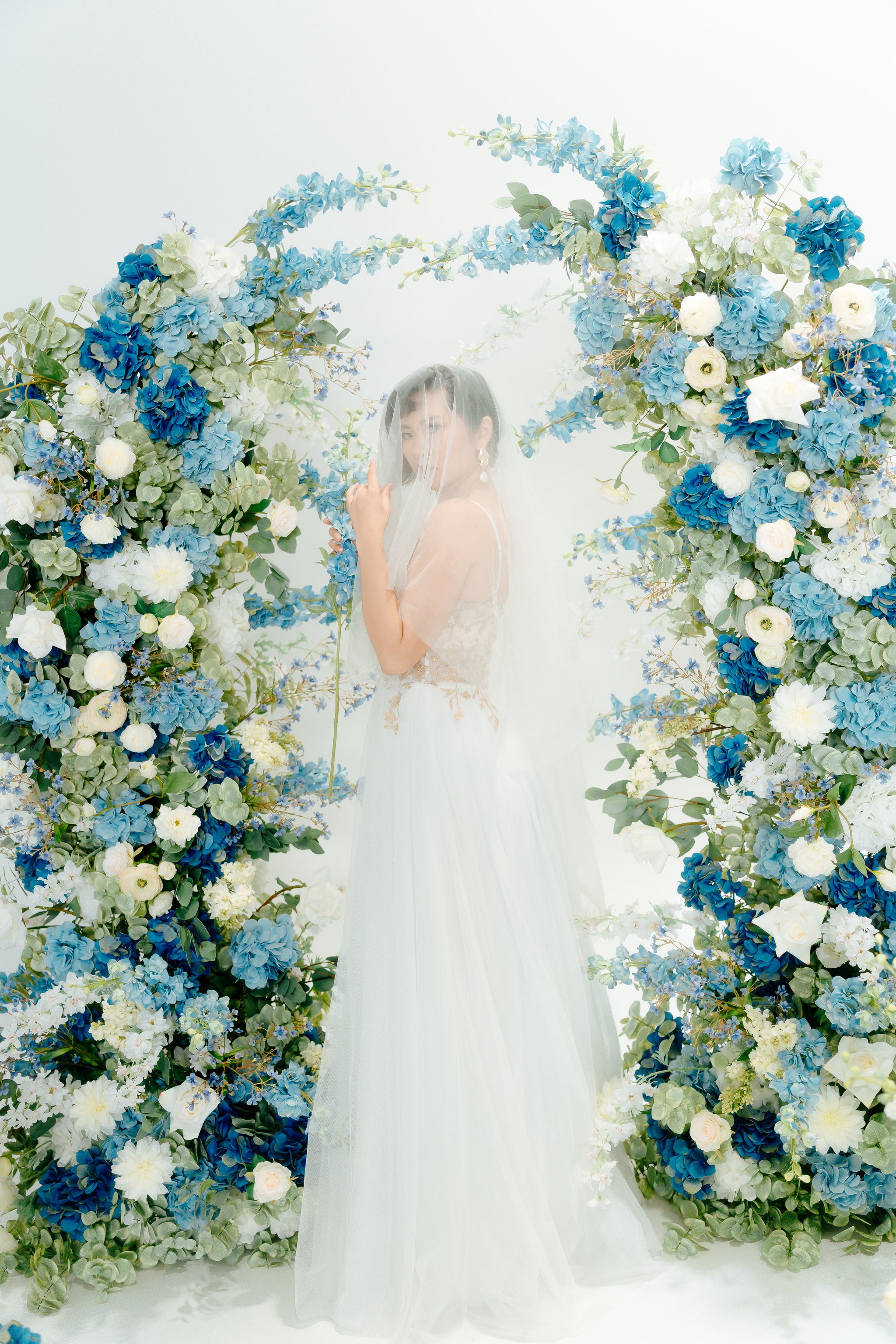 Los Angeles | Blue Wedding Silk Flower Arch Rental – Arch & Aisle Rentals