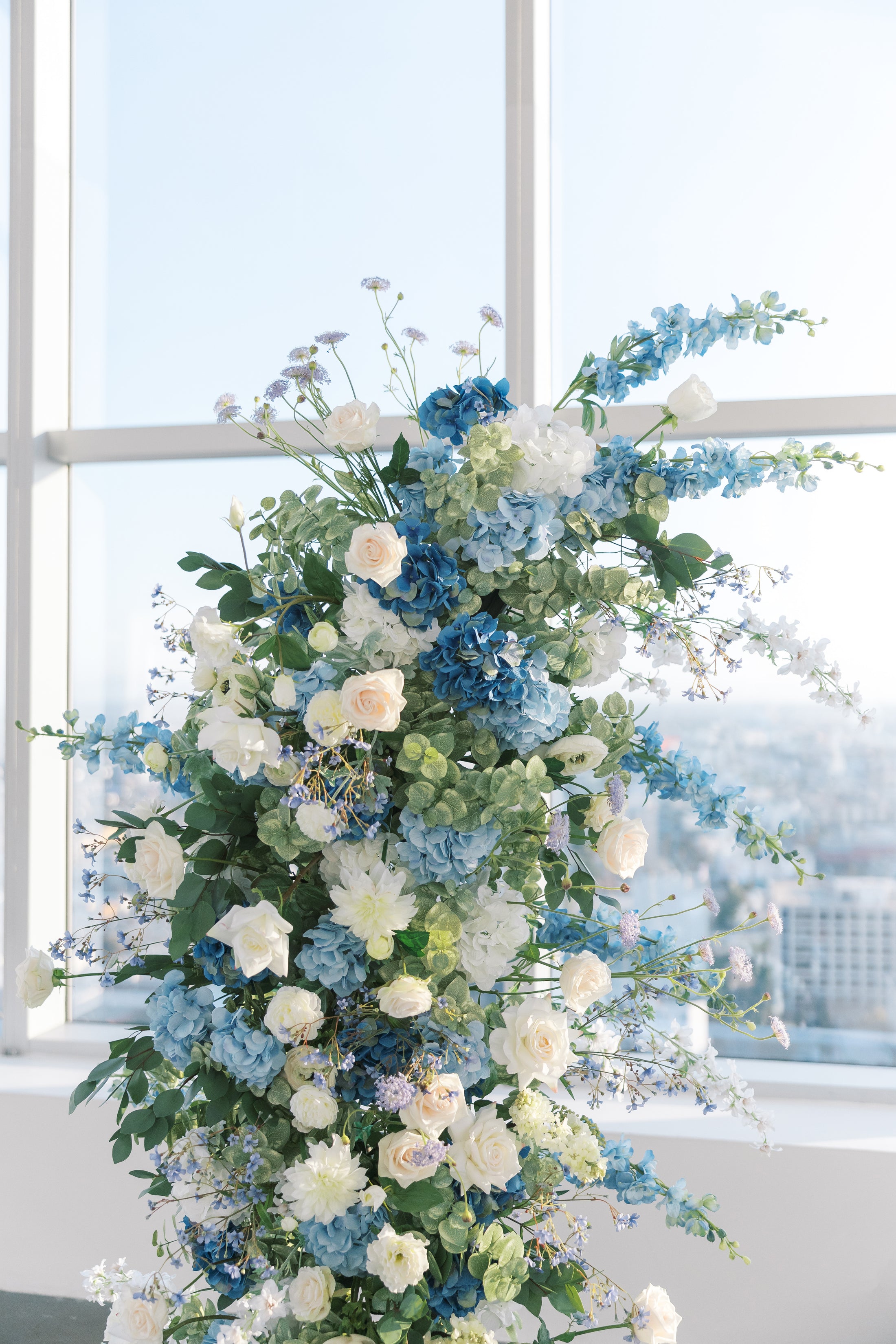 Los Angeles | Blue Wedding Silk Flower Arch Rental – Arch & Aisle Rentals